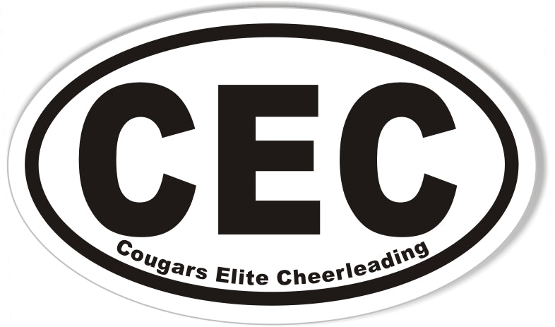 CEC Cougars Elite Cheerleading Oval Bumper Stickers – StickerCafe.com