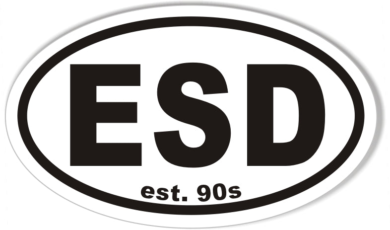 ESD est. 90s Oval Bumper Stickers – StickerCafe.com
