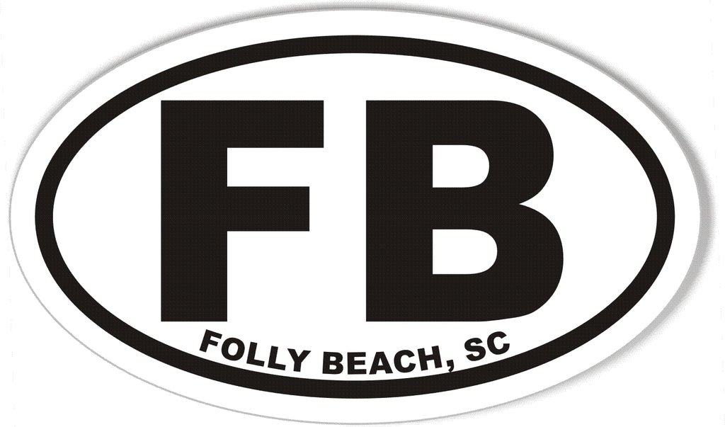 FB Folly Beach, South Carolina Oval Bumper Sticker – StickerCafe.com
