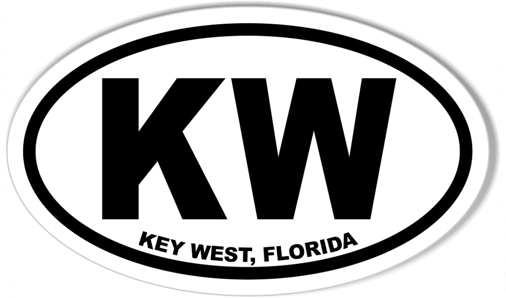 KW Key West, Florida Euro Oval Sticker – StickerCafe.com