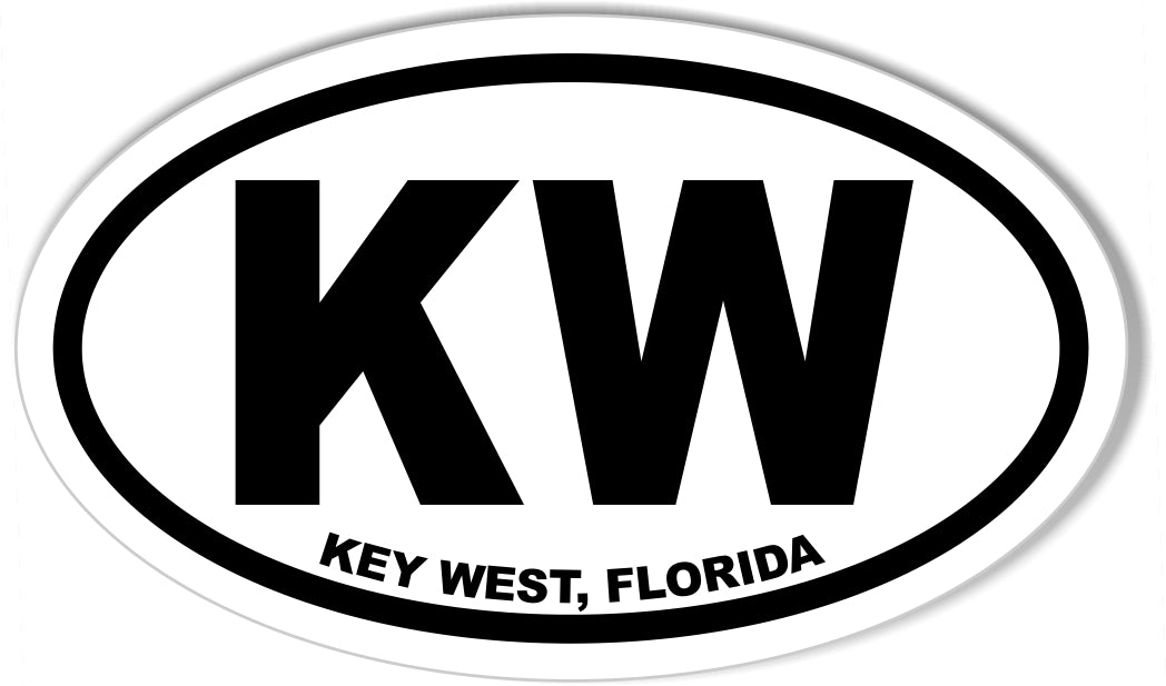 KW Key West, Florida Euro Oval Sticker – StickerCafe.com