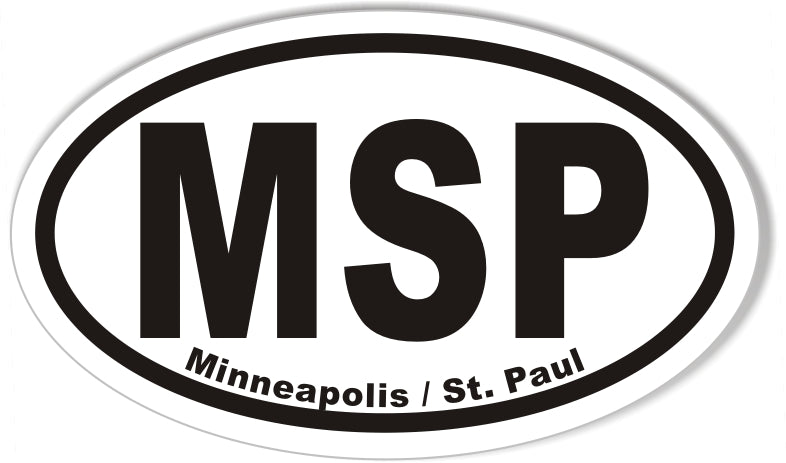 MSP Minneapolis / St. Paul Oval Bumper Stickers – StickerCafe.com