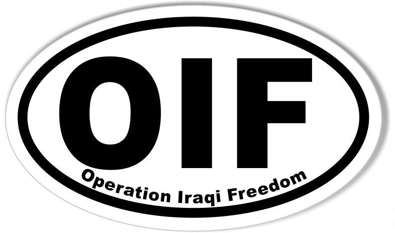 Operation Iraqi Freedom OIF Oval Bumper Sticker – StickerCafe.com