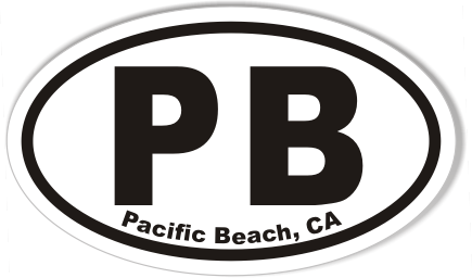 PB Pacific Beach, CA 3x5" Custom Oval Bumper Stickers – StickerCafe.com