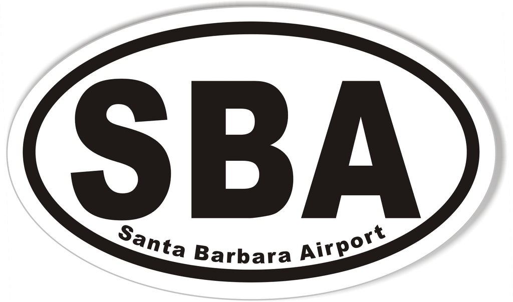 SBA Santa Barbara Airport Oval Bumper Stickers – StickerCafe.com