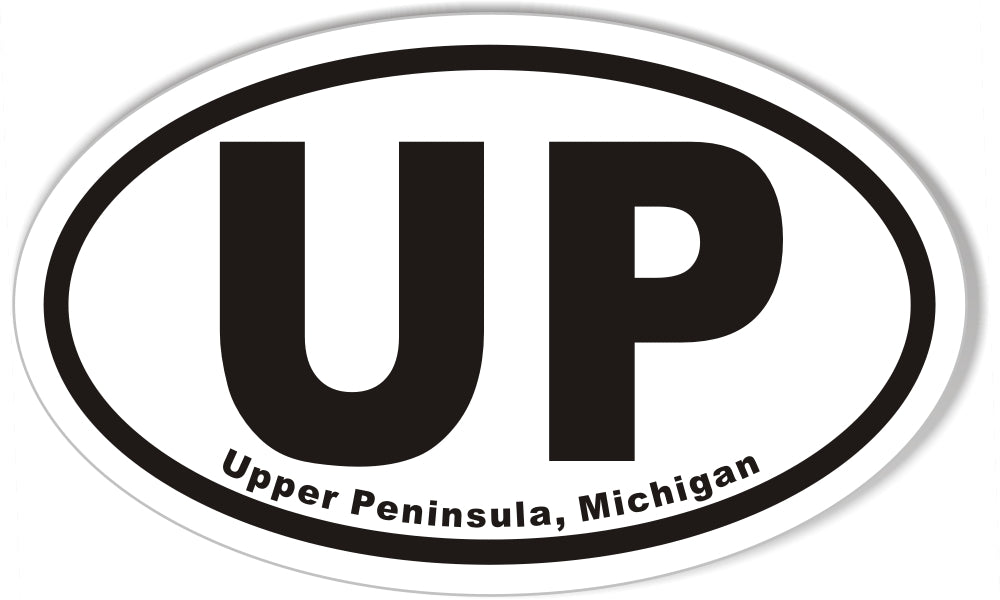 UP Upper Peninsula, Michigan Euro Oval Bumper Sticker – StickerCafe.com