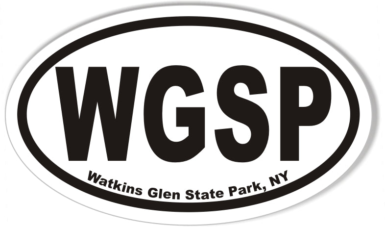 WGSP Watkins Glen State Park, NY Oval Bumper Sticker – StickerCafe.com